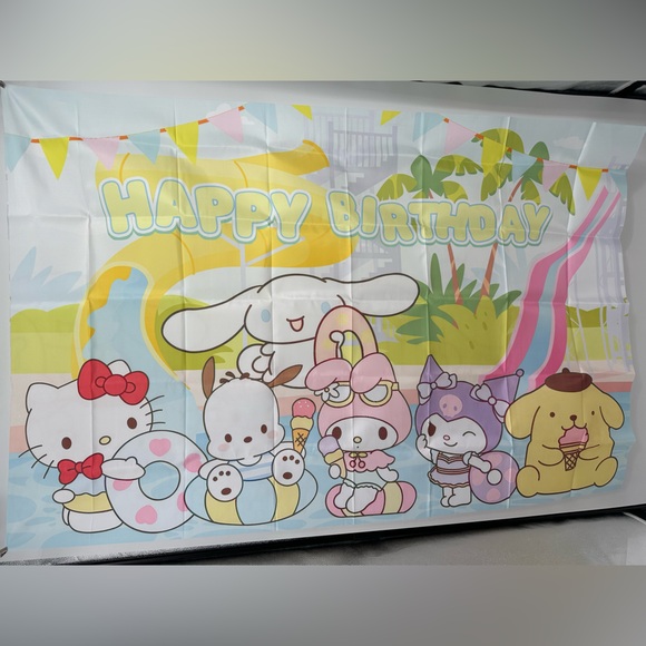 Party Supplies | Sanrio Characters Theme Happy Birthday Backdrop Banner ...